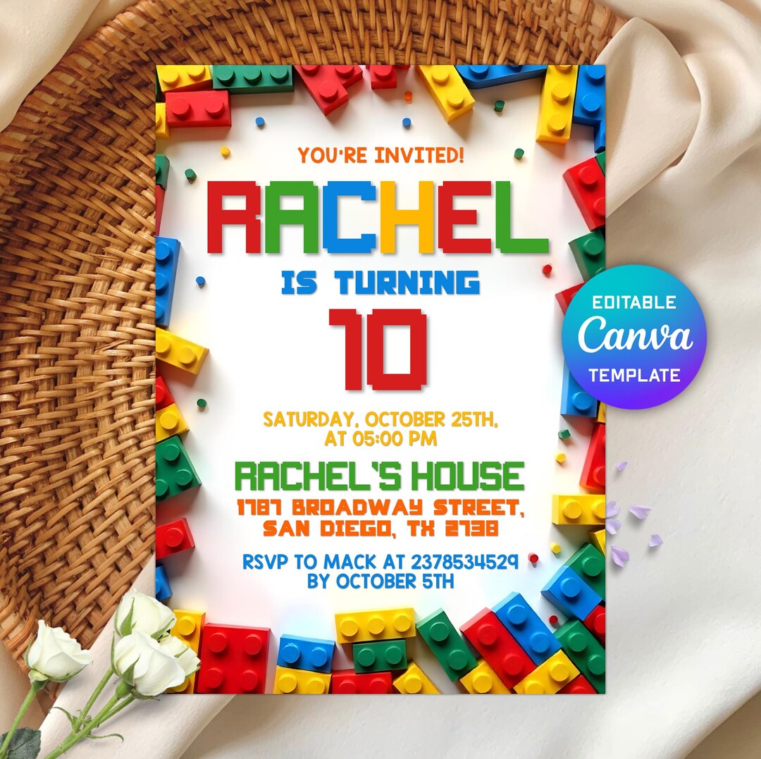 Editable Birthday Party Invitation, Construction Theme Party Invite ...