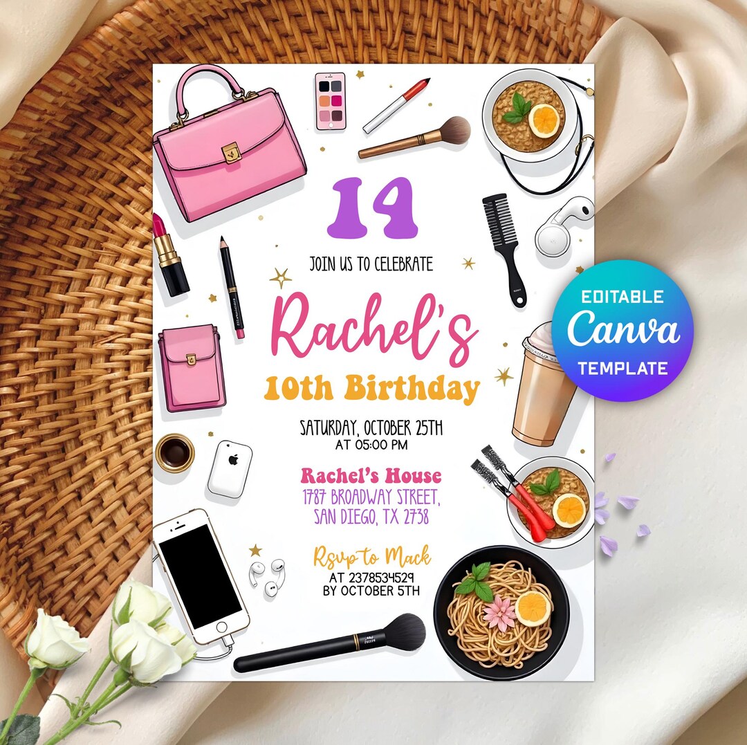 Girl Birthday Invitation, Teen Party Birthday Invite, Any Age, VSCO ...