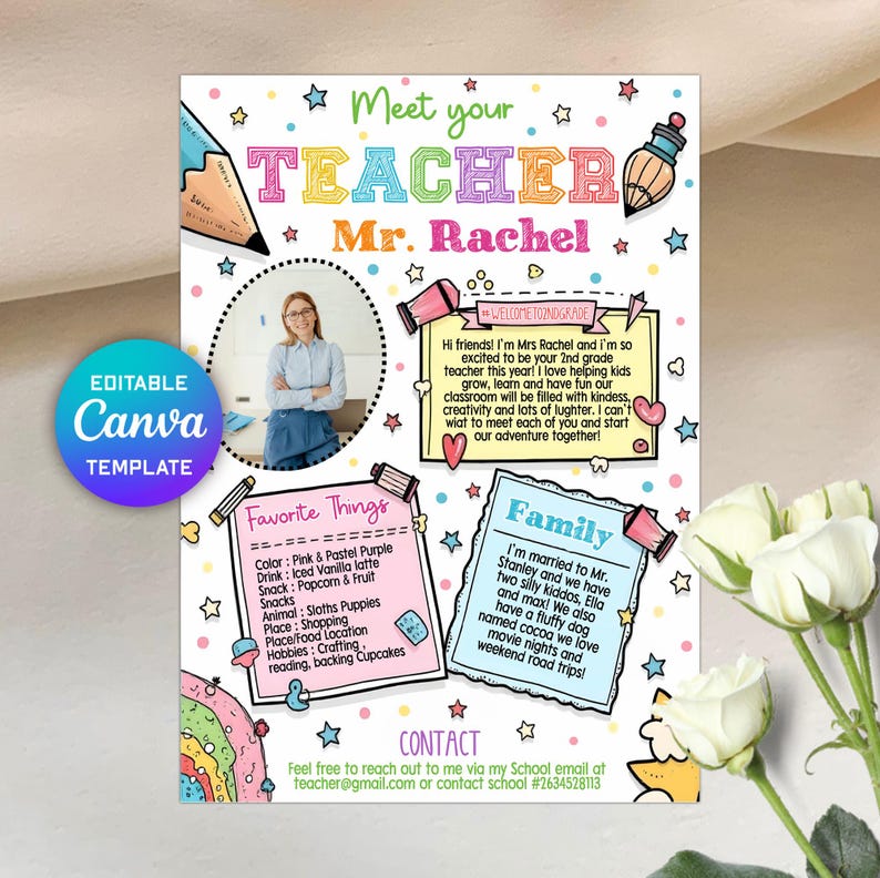 Printable Meet Your Teacher Letter Template, Meet the Teacher Bio, Back ...