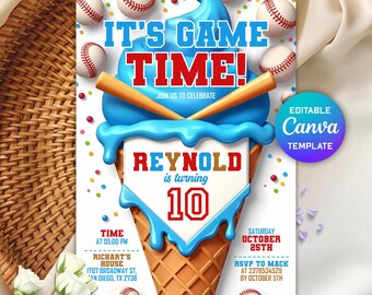 Baseball Drip Birthday Party Invitation, Baseball Birthday Invite ...