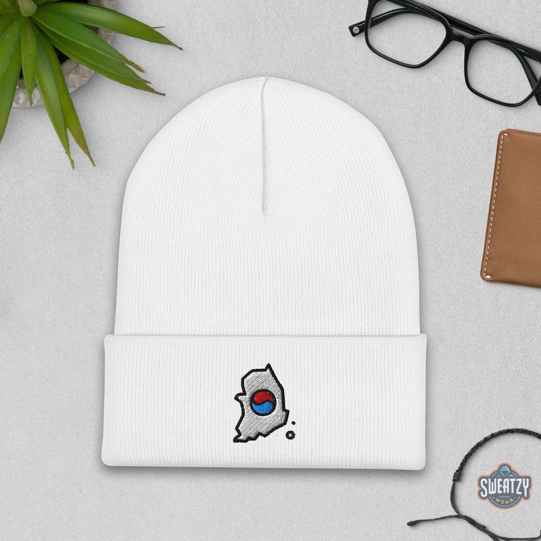 South Korea Country Flag and Maps Embroidered Beanie – South Korea Hat ...