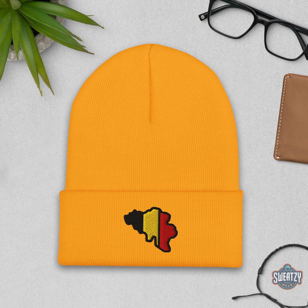 Belgium Country Flag and Maps Embroidered Beanie – Belgium Hat ...