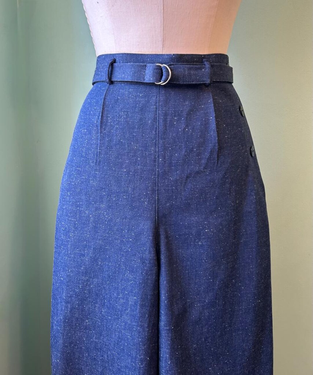 1930's 1940's Vintage Style Fleck Denim Pants W27-28 H36-37” 5’1"-5'3 ...
