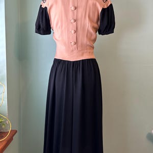 1930's 1940s Tow Tone Vintage Rayon Crepe Dress XXS - Etsy