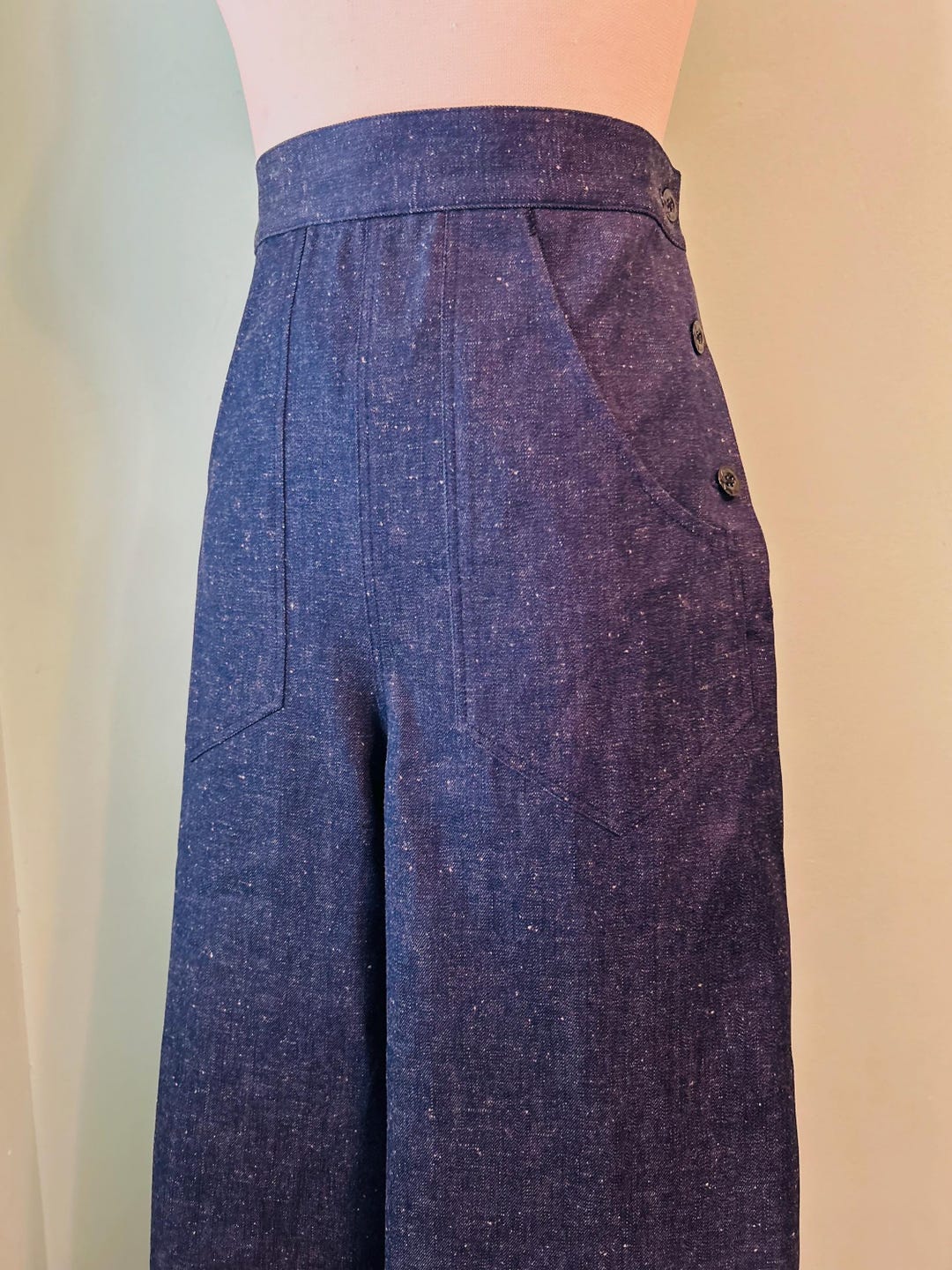 CUSTOM ORDER 1930s 1940s Vintage Style Flecked Denim Work Style Pants ...