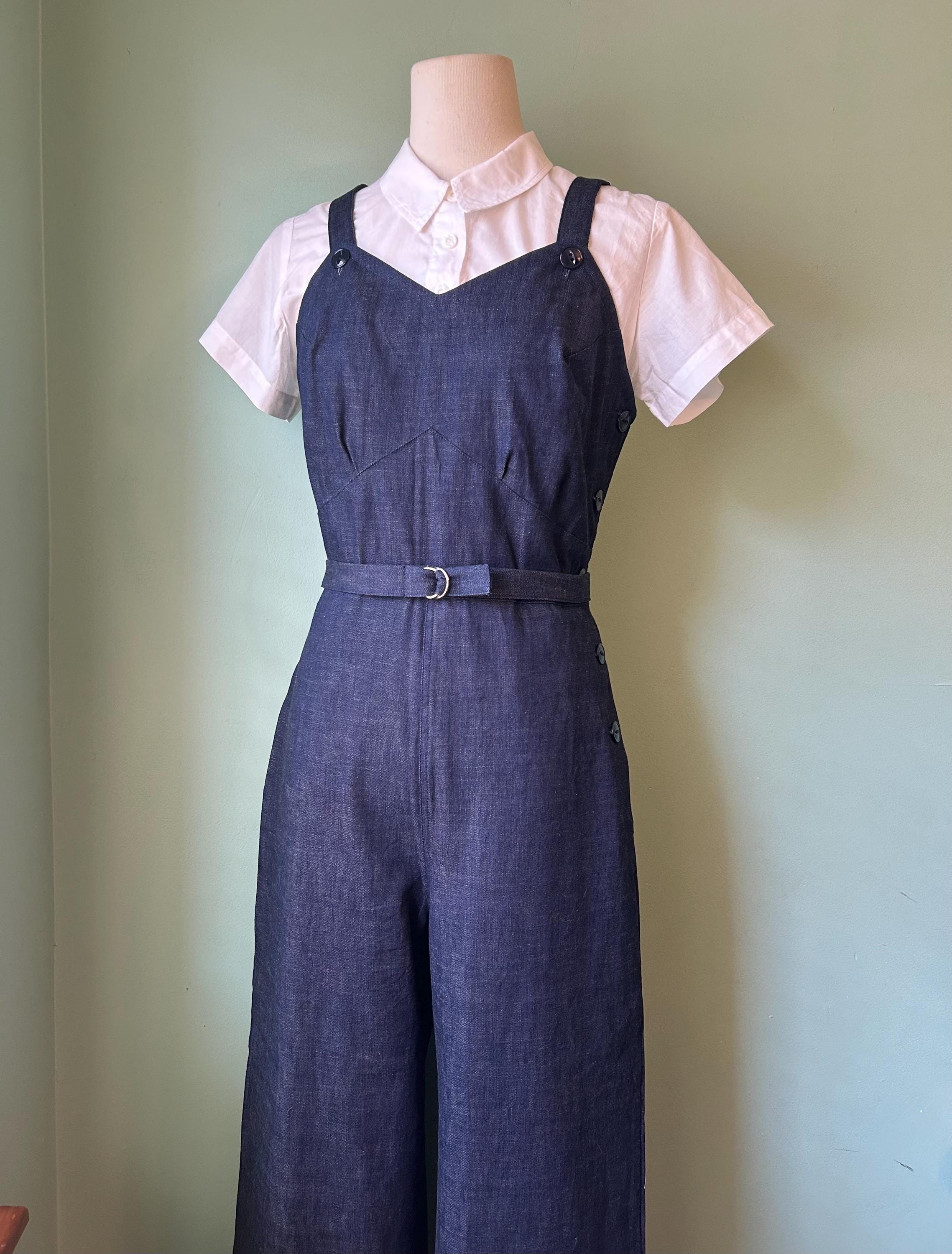 1940s 40s Vintage Style Denim Overalls With Belt Custom Order - Etsy