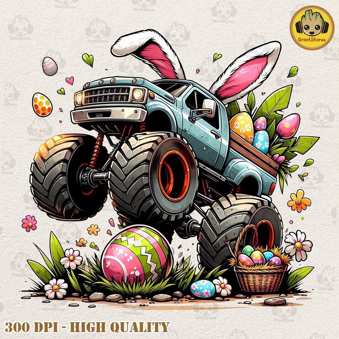 Easter Monster Truck Png, Monster Truck Easter Day Sublimation Png ...