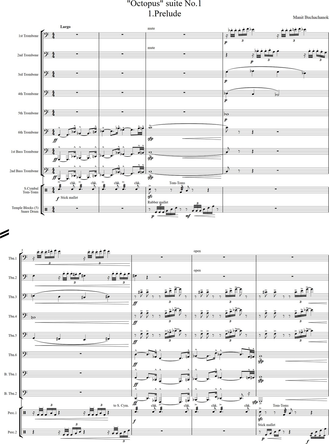 Manit Buchachanok : Octopus Suite No.1 for Trombone Octet - Etsy