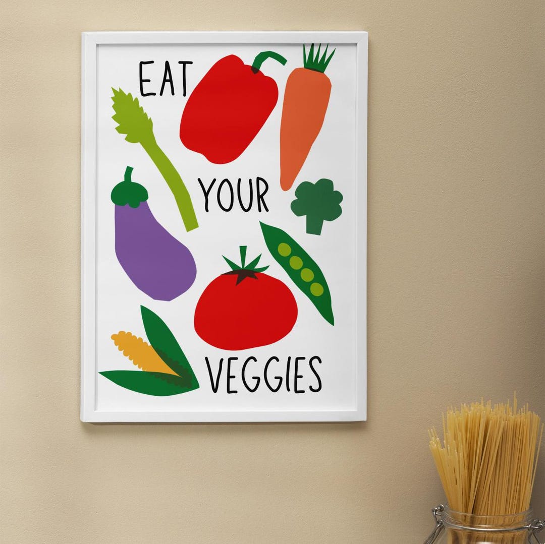 Eat Your Veggies Poster - Modern Minimalist Vegetable Art for Kids ...