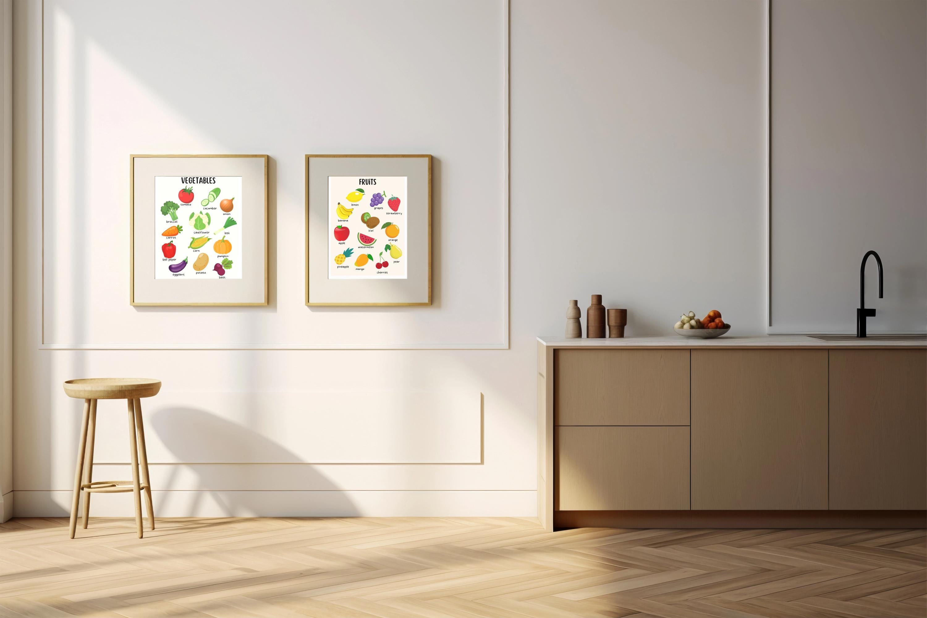 Set of Vegetables and Fruits Kids Room Posters, Educational & Fun ...