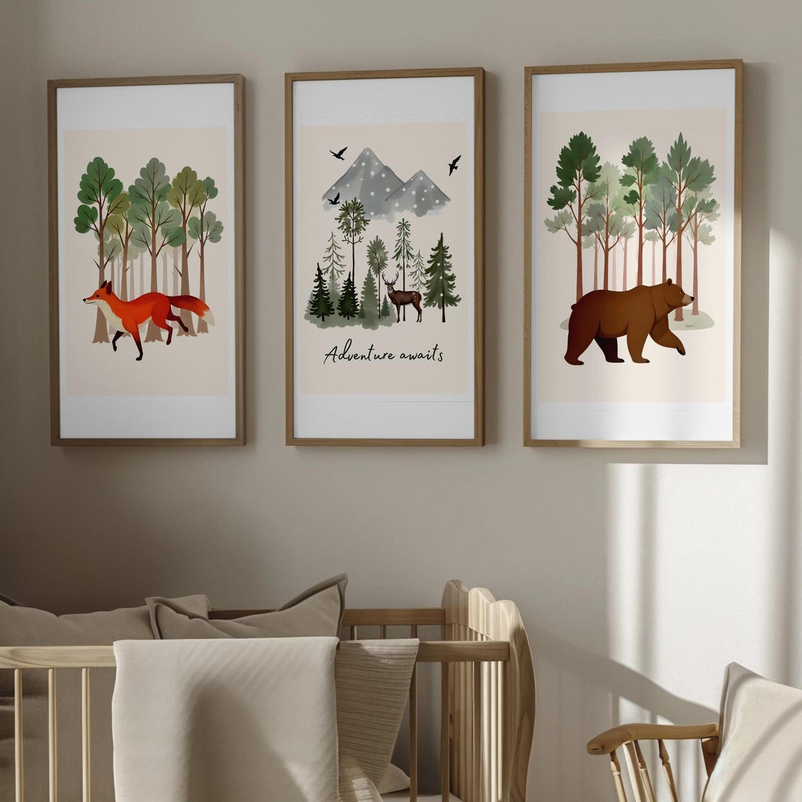 Adventure Awaits Kids Room Poster: Forest, Deer, Mountains - Etsy
