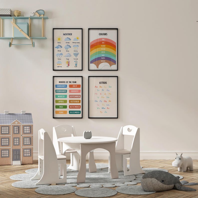 Educational Posters Set – 10 Colorful & Engaging Prints for Kids Room ...