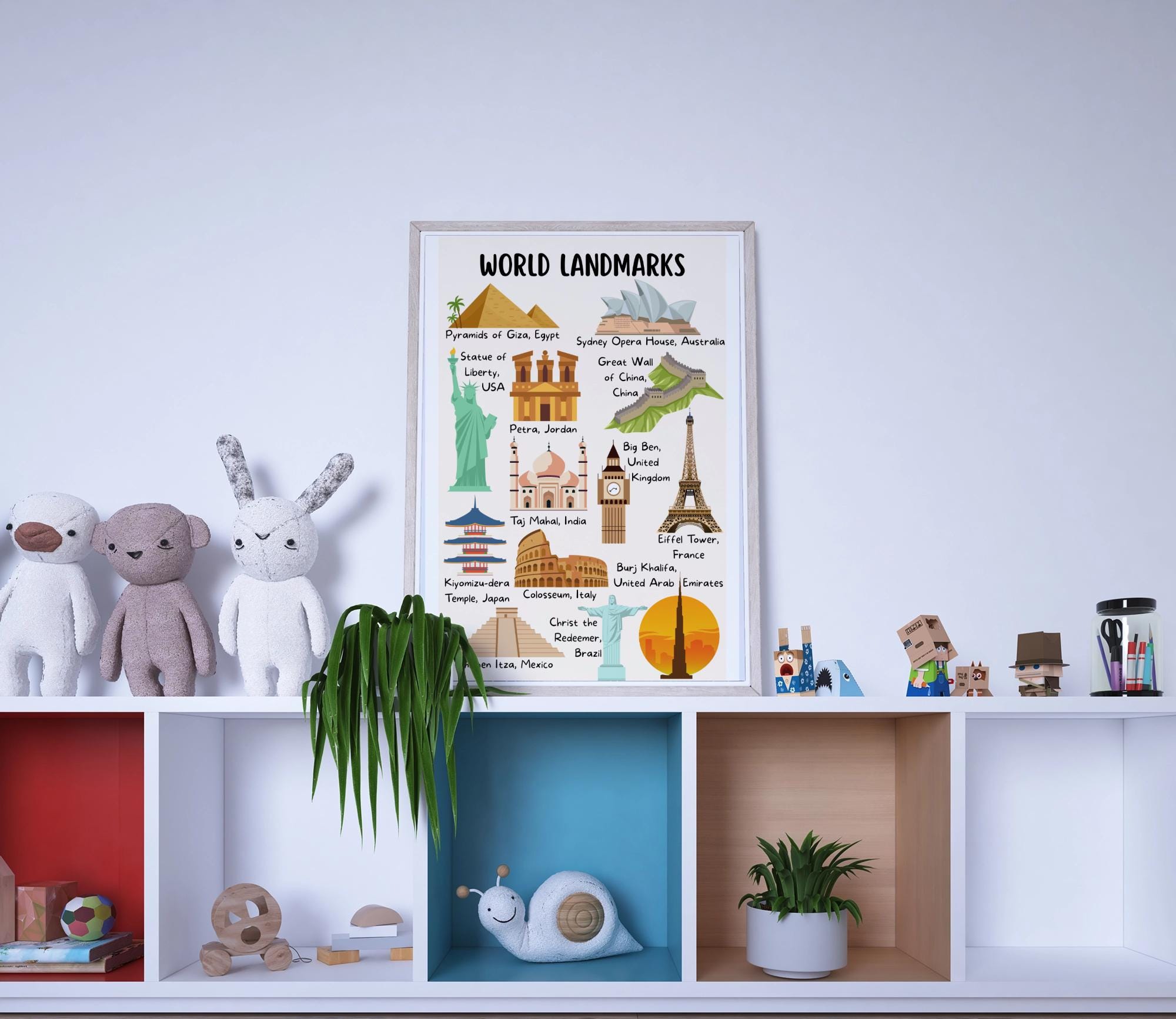World Landmarks Educational Poster: Nursery Wall Art (digital Download ...
