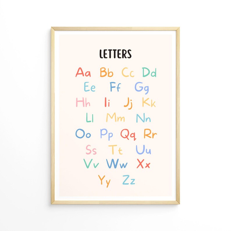 Alphabet Poster for Kids Room, Nursery Decor, Playroom Wall Decor, Kids ...