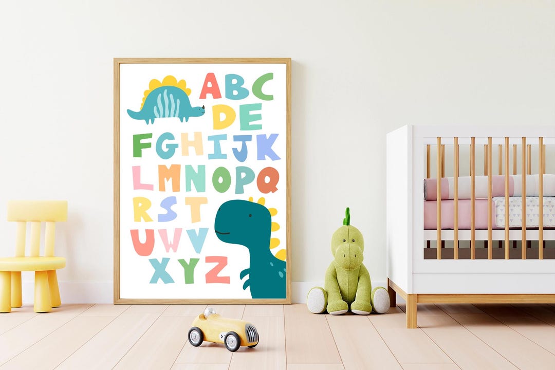Dino Alphabet Poster: Colorful Dinosaur Abcs, Educational Wall Art ...