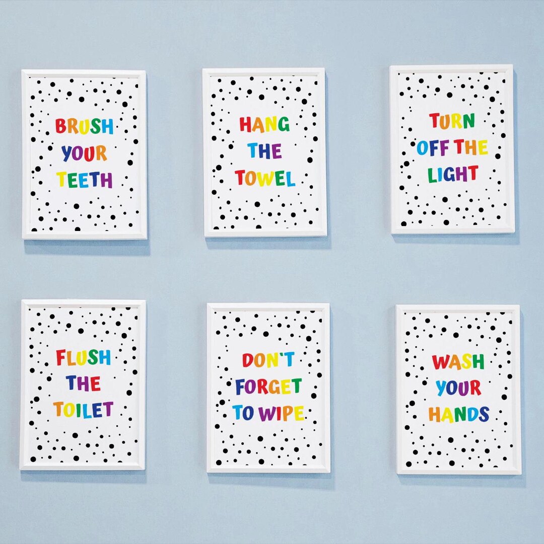 Bathroom Rules Poster Set for Kids – Fun & Colorful Bathroom, Digital ...