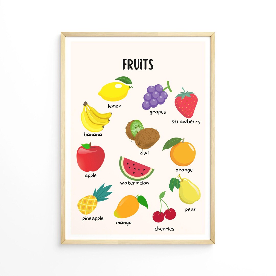 Fruits Poster for Kids Room, Educational & Fun, Modern Boho Design ...