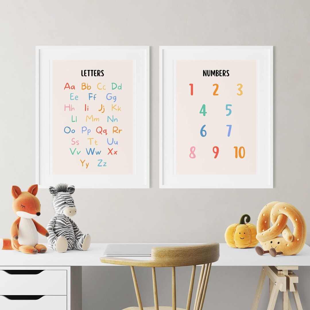 Alphabet Poster and Numbers 1 to 10 Poster for Kids Room, Nursery Decor ...