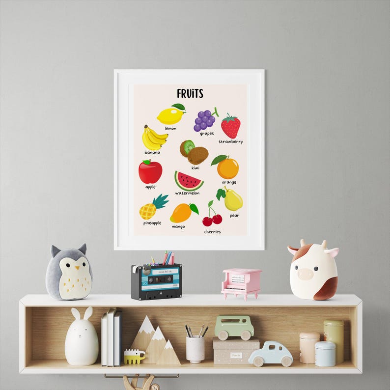 Fruits Poster: Educational Kids Room Decor, Modern Playroom Wall Art - Etsy