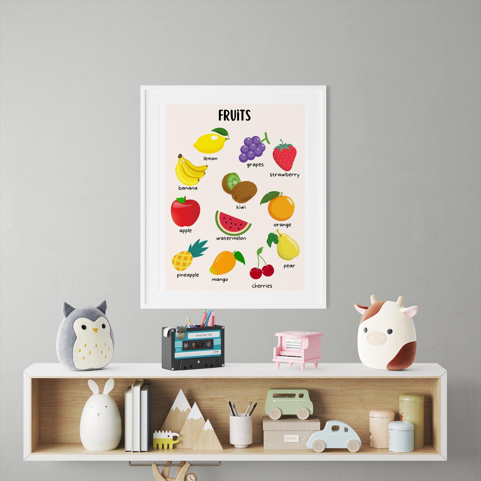 Fruits Poster: Educational Kids Room Decor, Modern Playroom Wall Art - Etsy