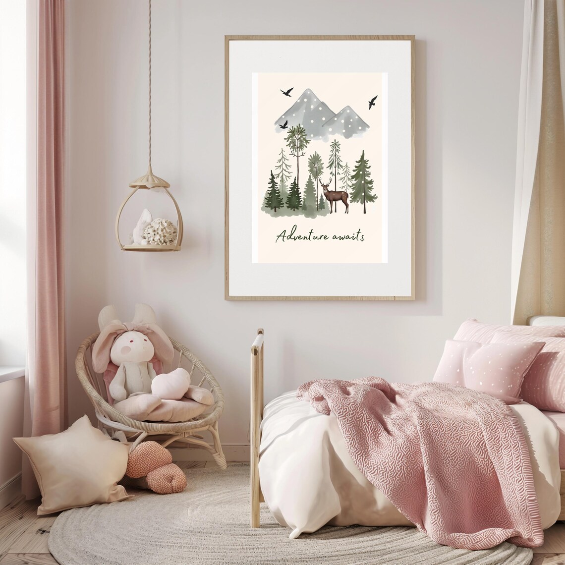 Adventure Awaits Kids Room Poster: Forest, Deer, Mountains - Etsy