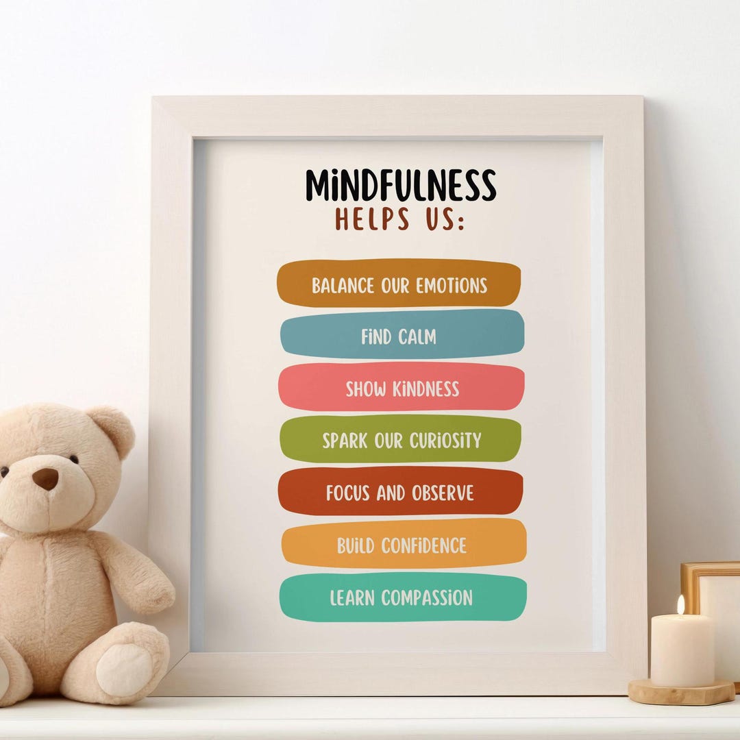 Mindfulness Poster: Calming Kids Room Decor, Educational Art - Etsy