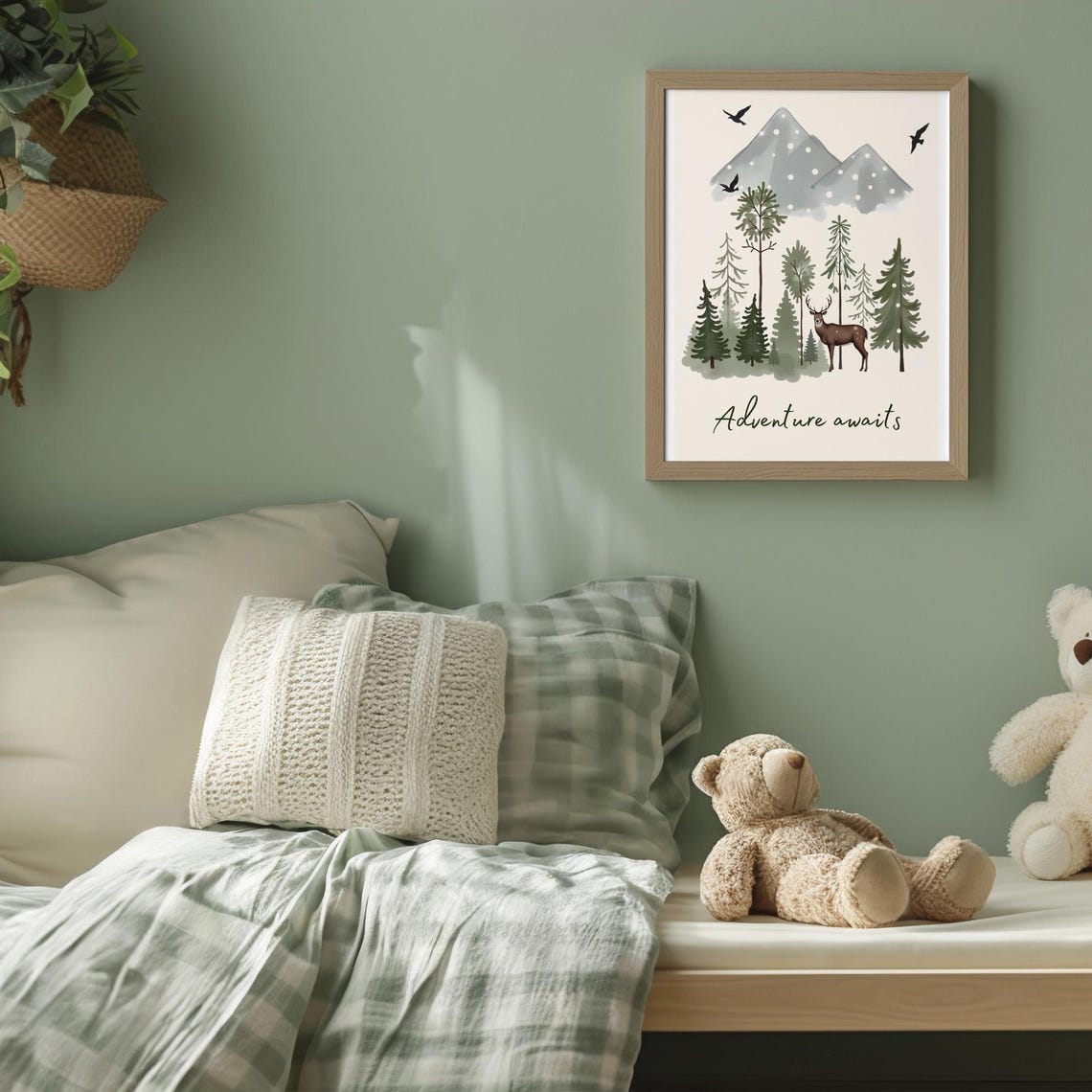 Adventure Awaits Kids Room Poster: Forest, Deer, Mountains - Etsy