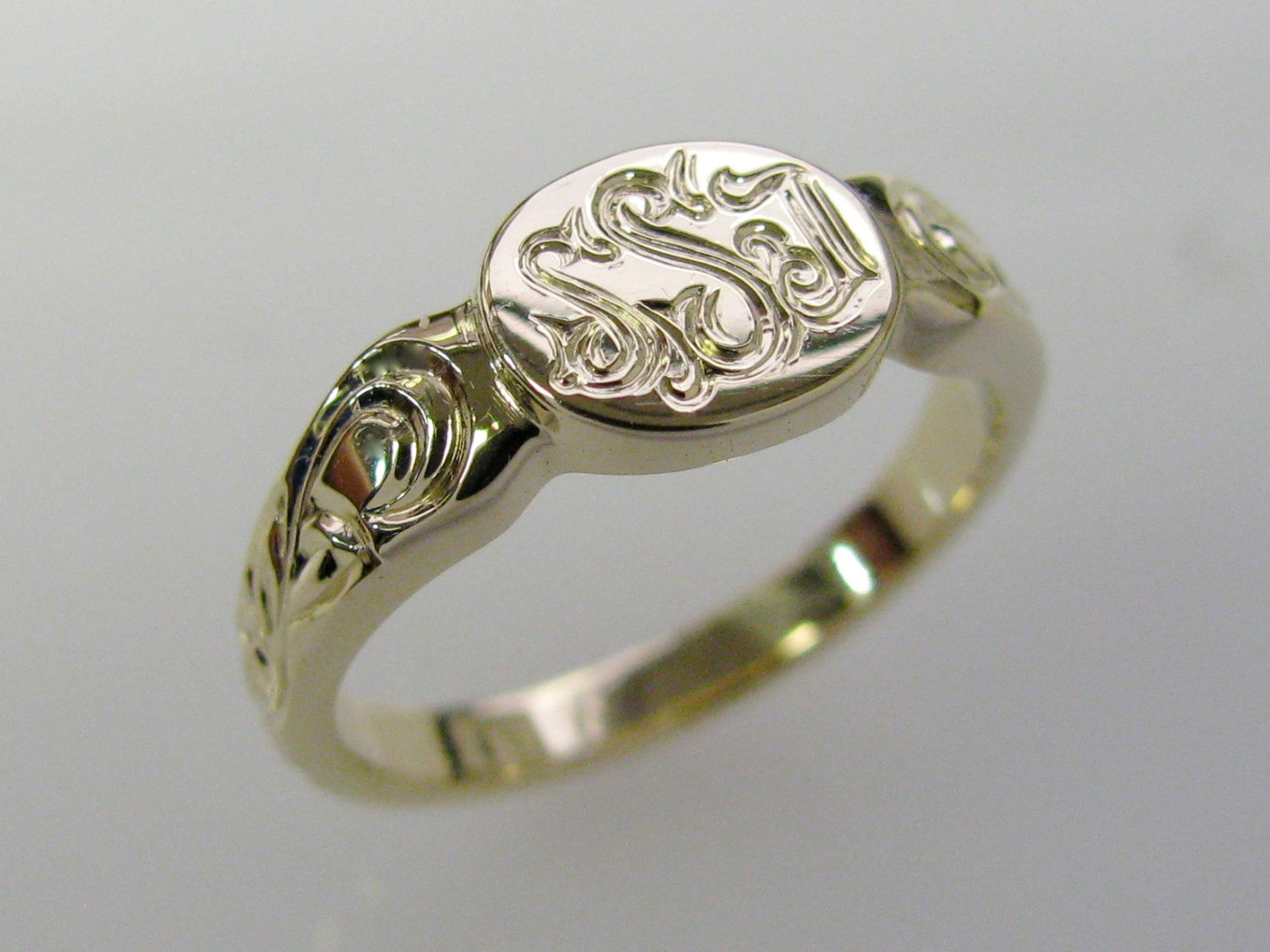 Personalized Woman's Hand Engraved Signet Monogram Ring Made to Order ...