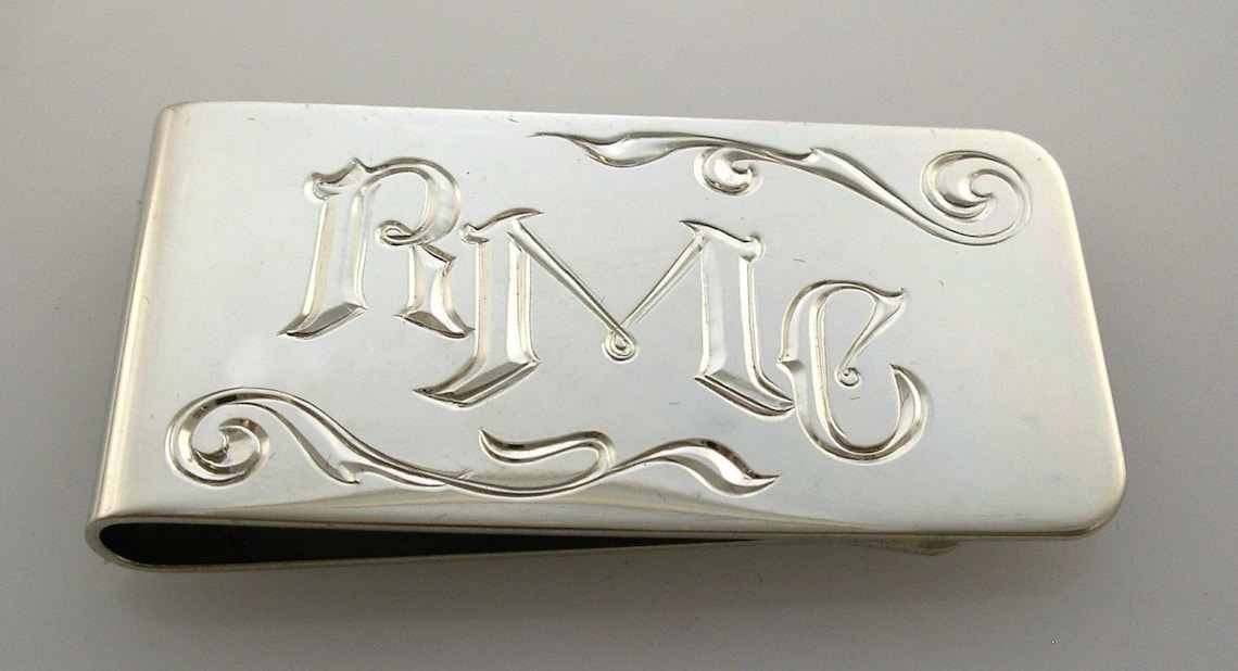 Hand Engraved Monogram Money Clip Made to Order - Etsy