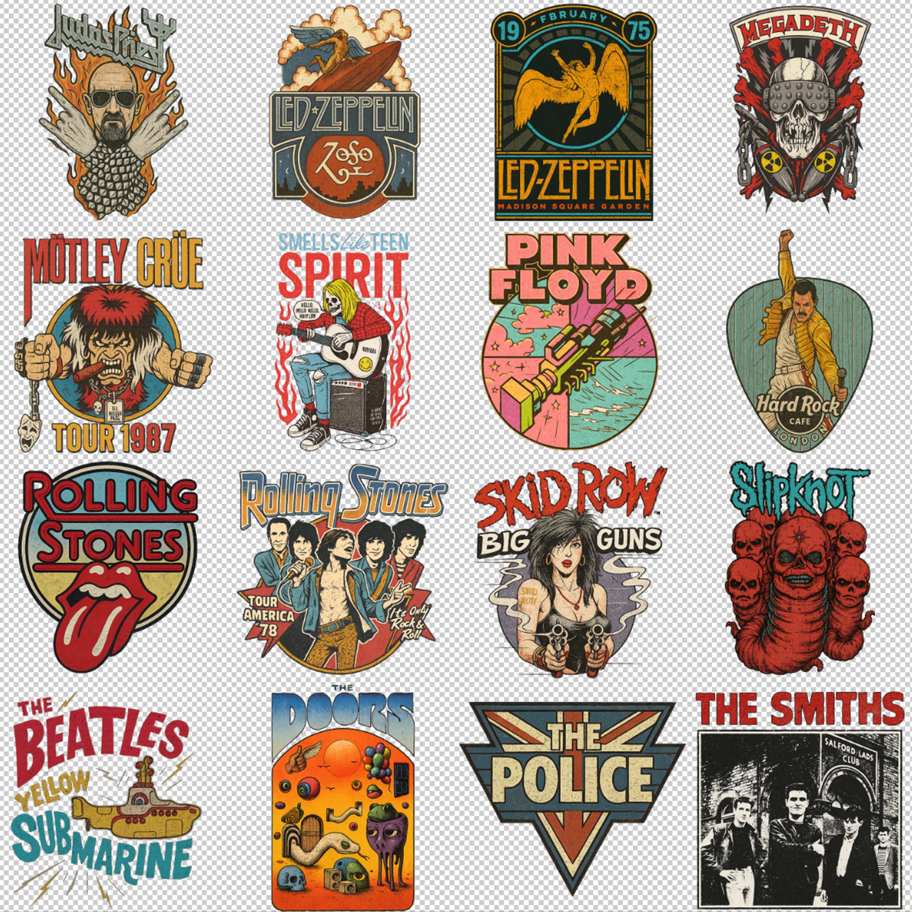 Vintage Rock Bands PNG Bundle Vol.2: High-resolution Designs (digital ...