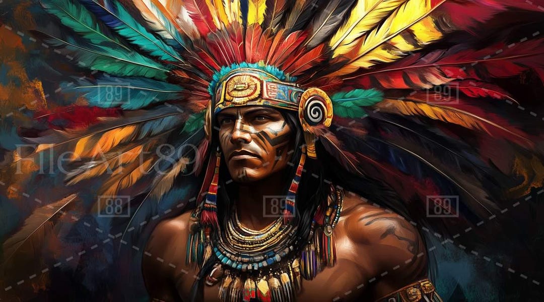 Digital Painting of an Aztec Warrior. the Image is High Resolution ...