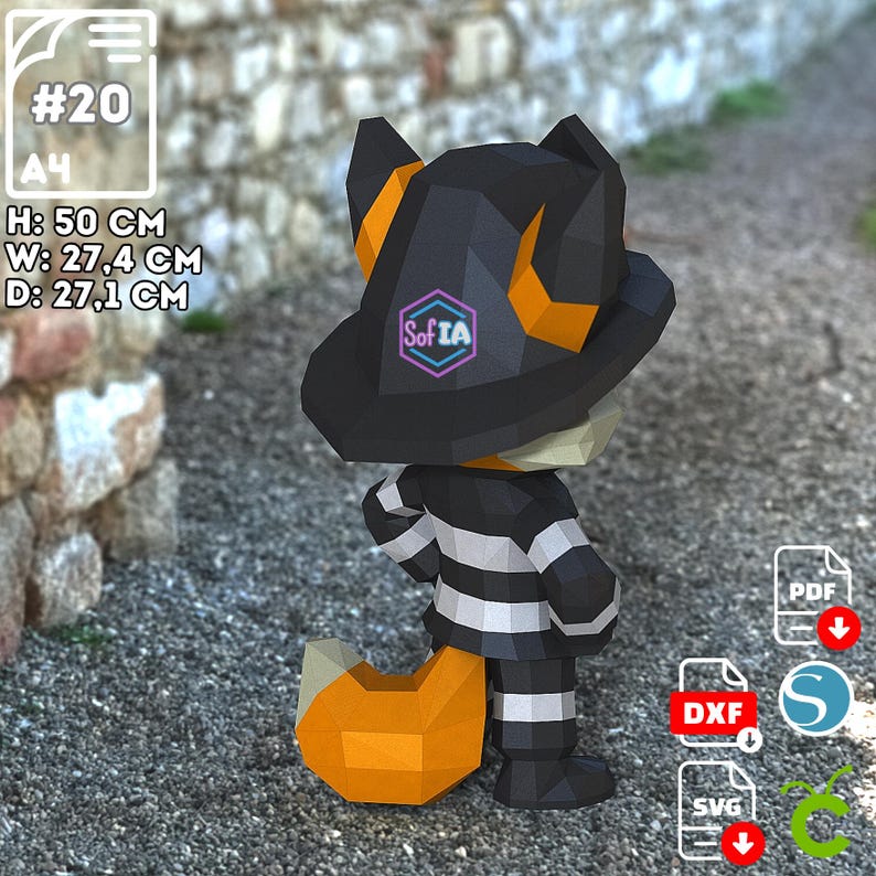 Firefighter Fox, Cute Fox DIY, Papercraft, Lowpoly, Pdf, Svg, Cricut ...