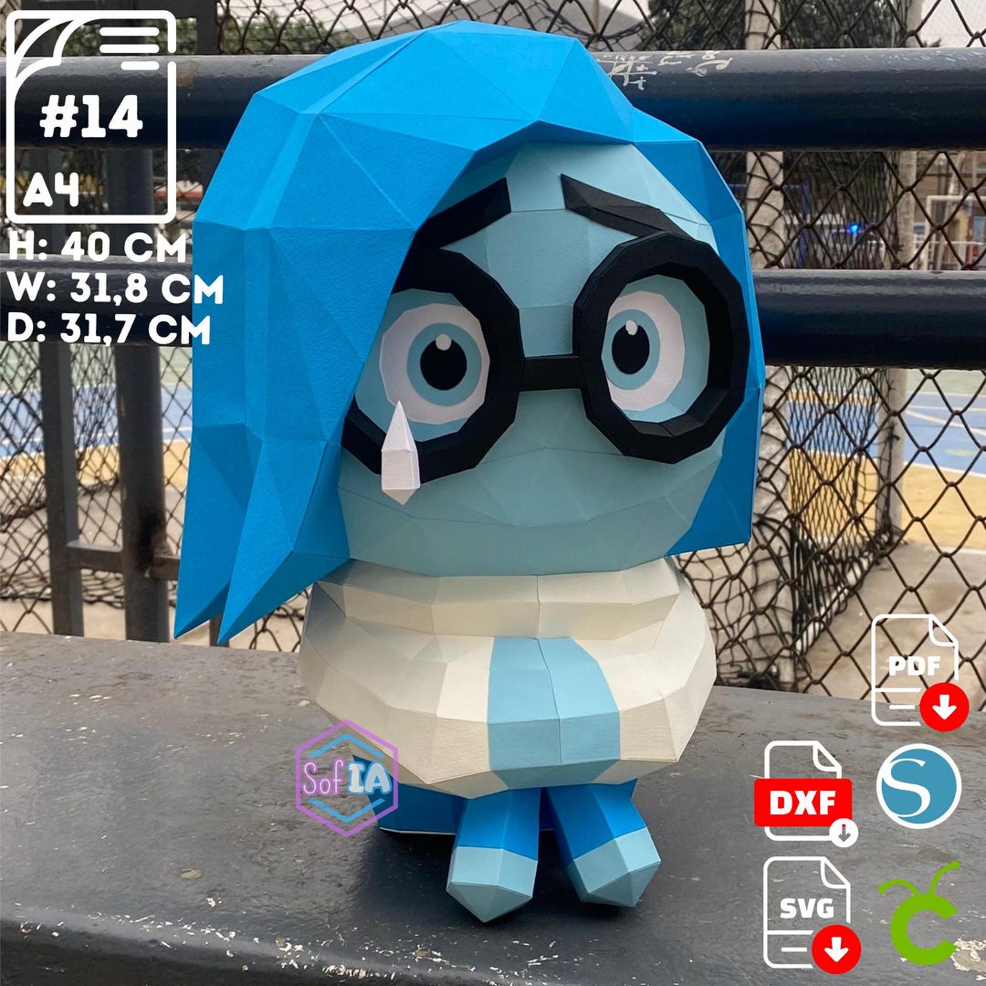 Sadness, Sadness, DIY, Papercraft, Low Poly Pdf, Svg, Cricut Maker ...