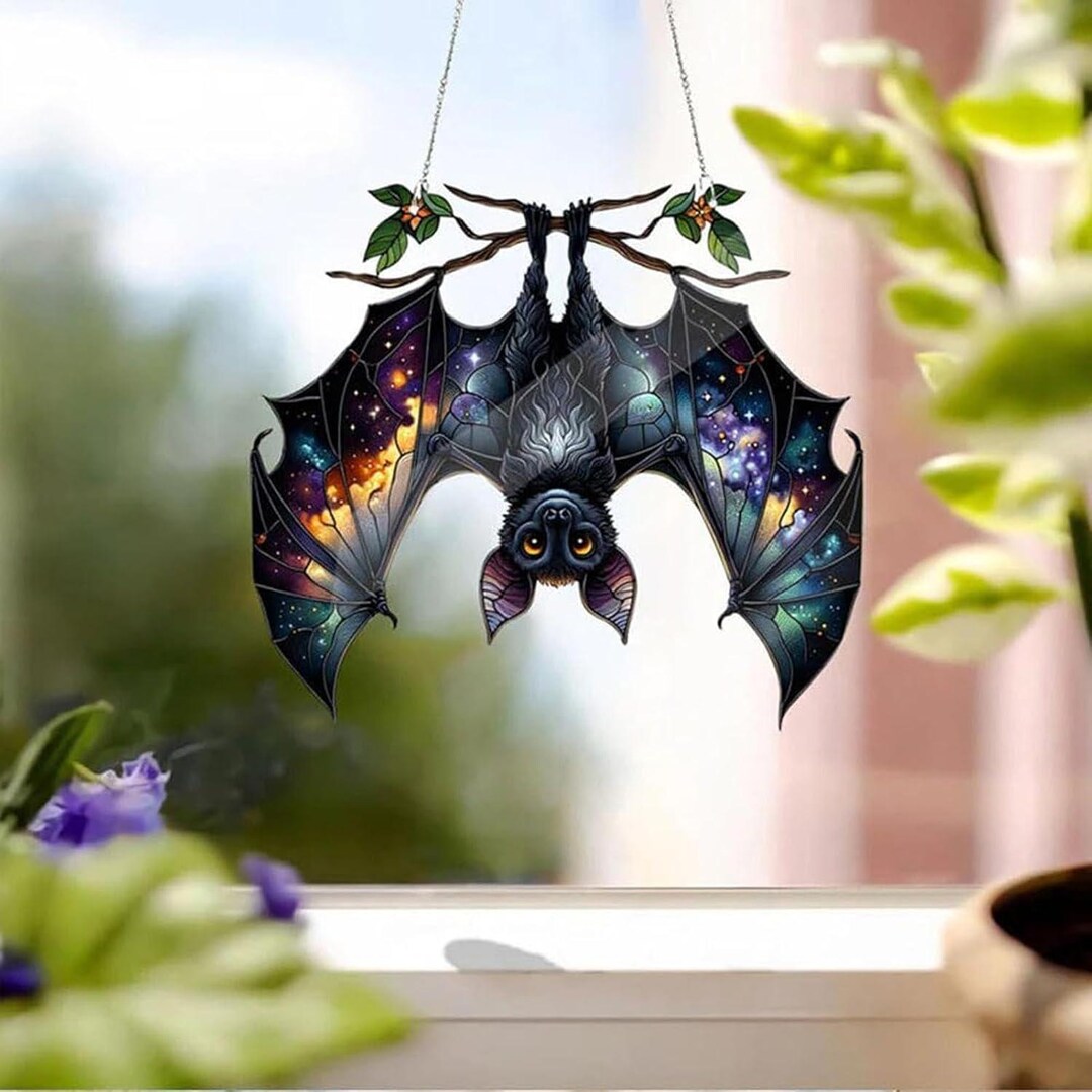 Acrylic Bat Window Hanging, Bat Suncatcher Panel for Halloween ...