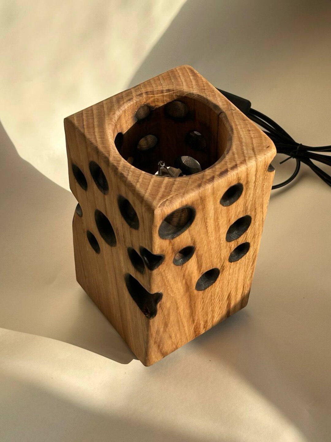 Ilvero Handmade Wooden Cheese Lamp – Unique Rustic Table Lamp With ...