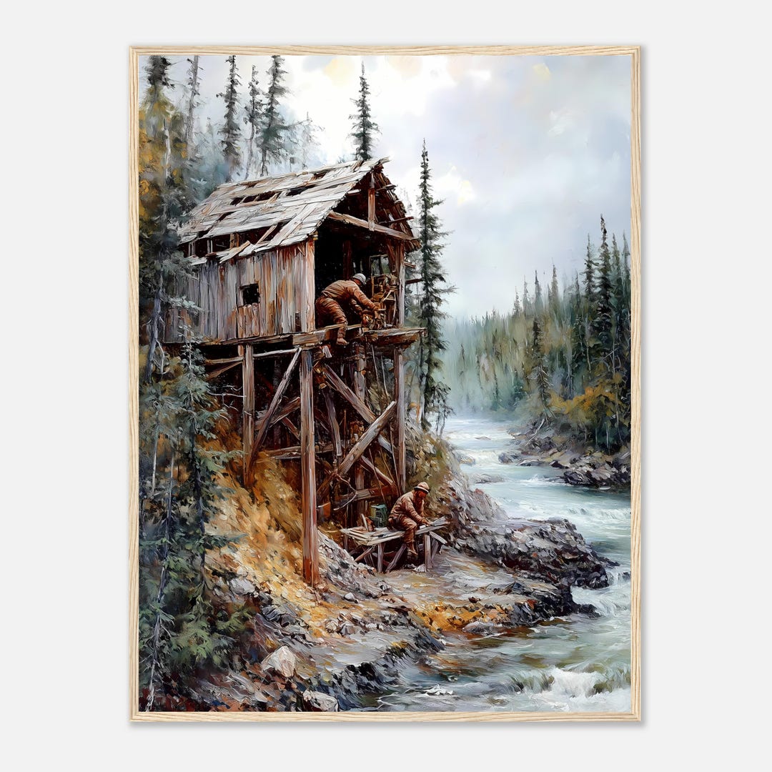 Klondike Gold Rush Art Print: Rustic Mining Cabin, Wilderness Scene - Etsy
