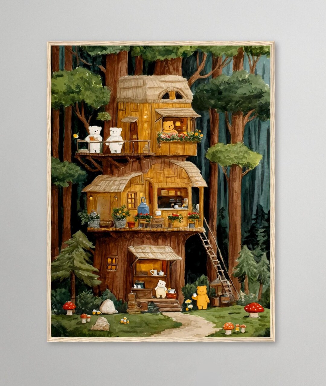 Forest Hideaway – Whimsical Animal Treehouse Wall Art for Kids - Etsy