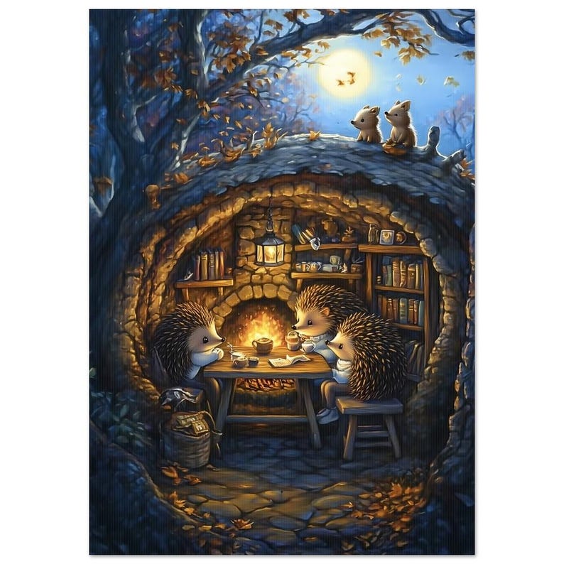 Cozy Hedgehog Burrow – Whimsical Woodland Art Print, Storybook-inspired ...