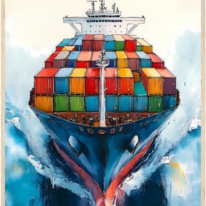 Majestic Container Ship Art Print: Bold Nautical Wall Decor for ...