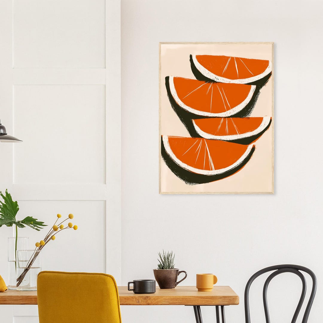 Vibrant Orange Slice Art Print – Bold Citrus Illustration for Modern ...