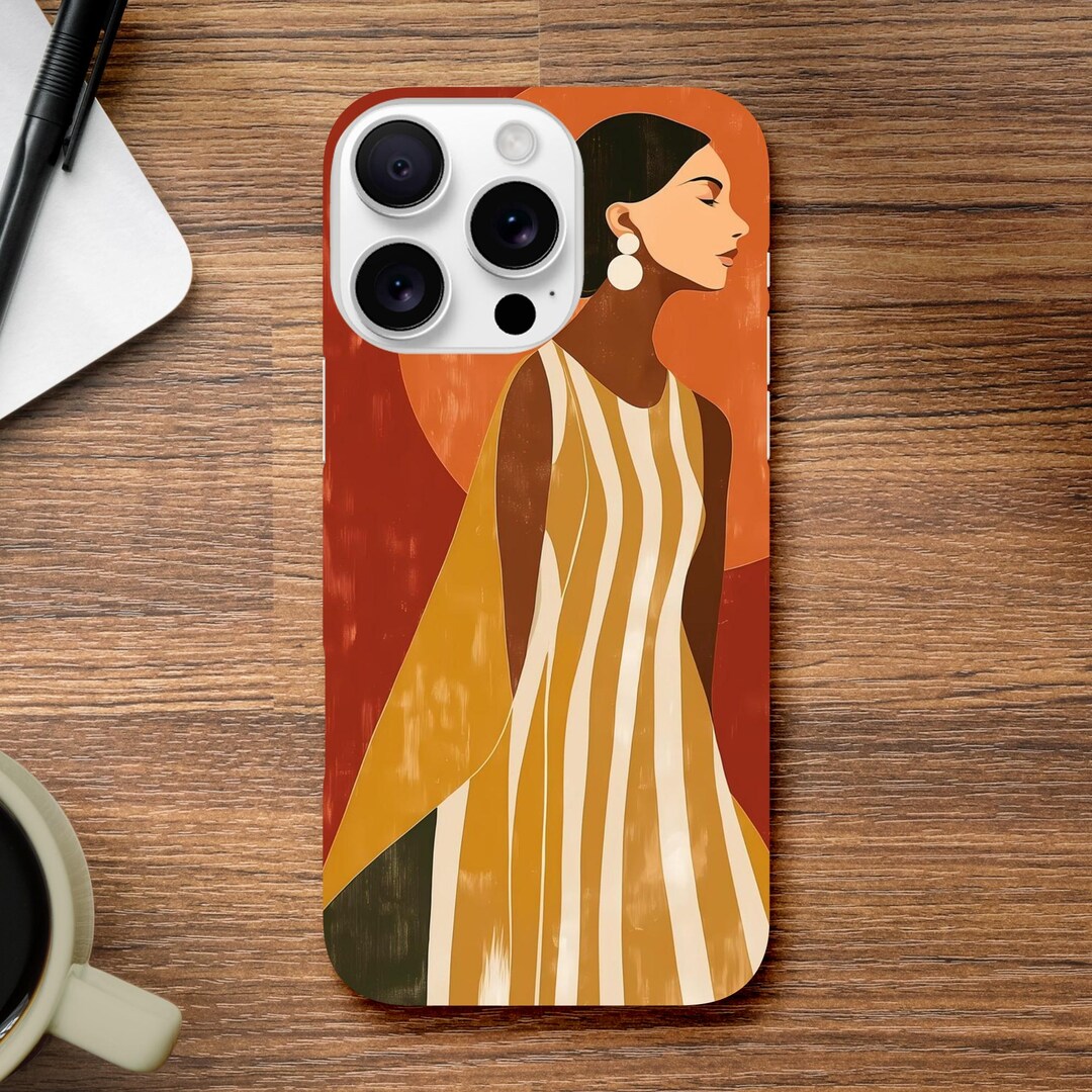 Mid Century Modern Woman Phone Case: Abstract Earthy Retro Design - Etsy
