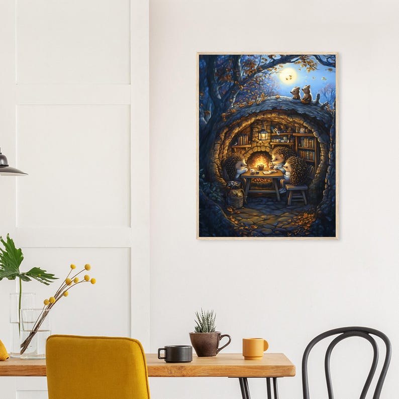 Cozy Hedgehog Burrow – Whimsical Woodland Art Print, Storybook-inspired ...