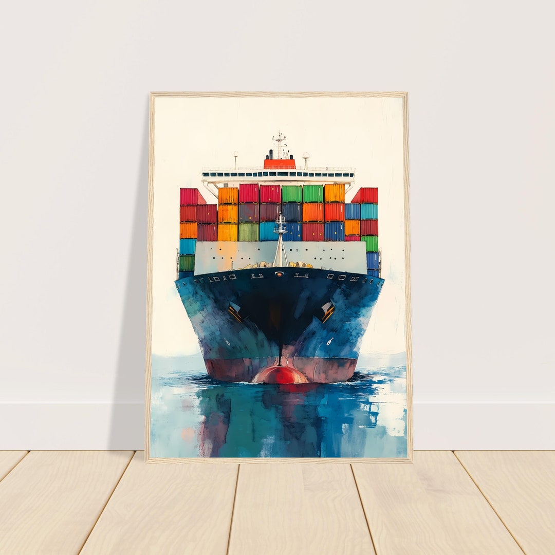 Colorful Container Ship Art Print - Modern Nautical Wall Art ...