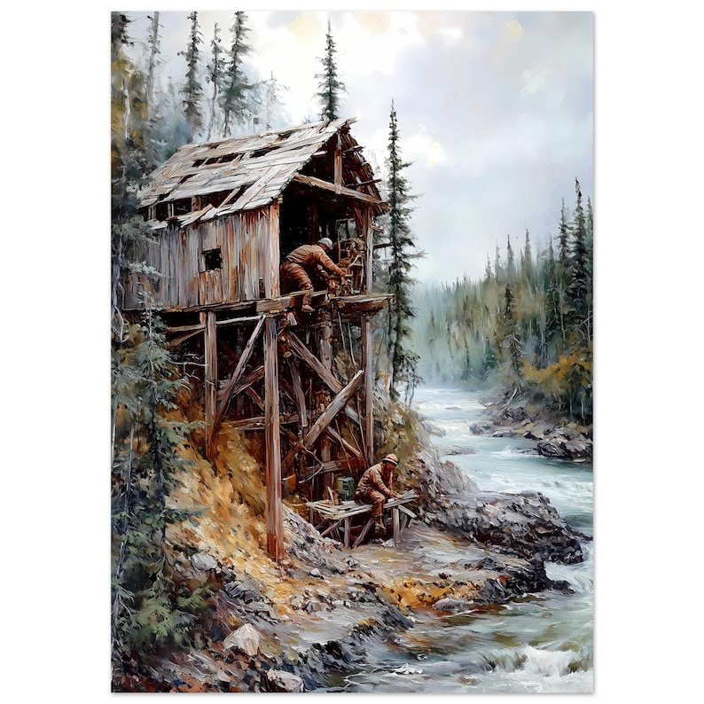 Klondike Gold Rush Art Print: Rustic Mining Cabin, Wilderness Scene - Etsy
