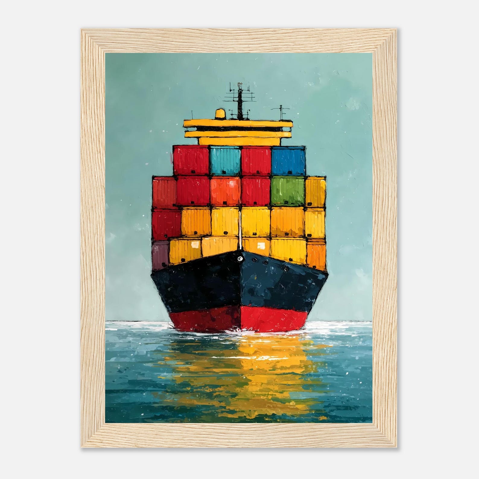Minimalist Container Ship Art Print – Colorful Watercolor Shipping ...