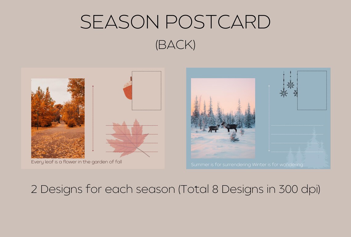 2025 Season Postcards, 8 Printable Designs (2 Designs for 1 Season ...