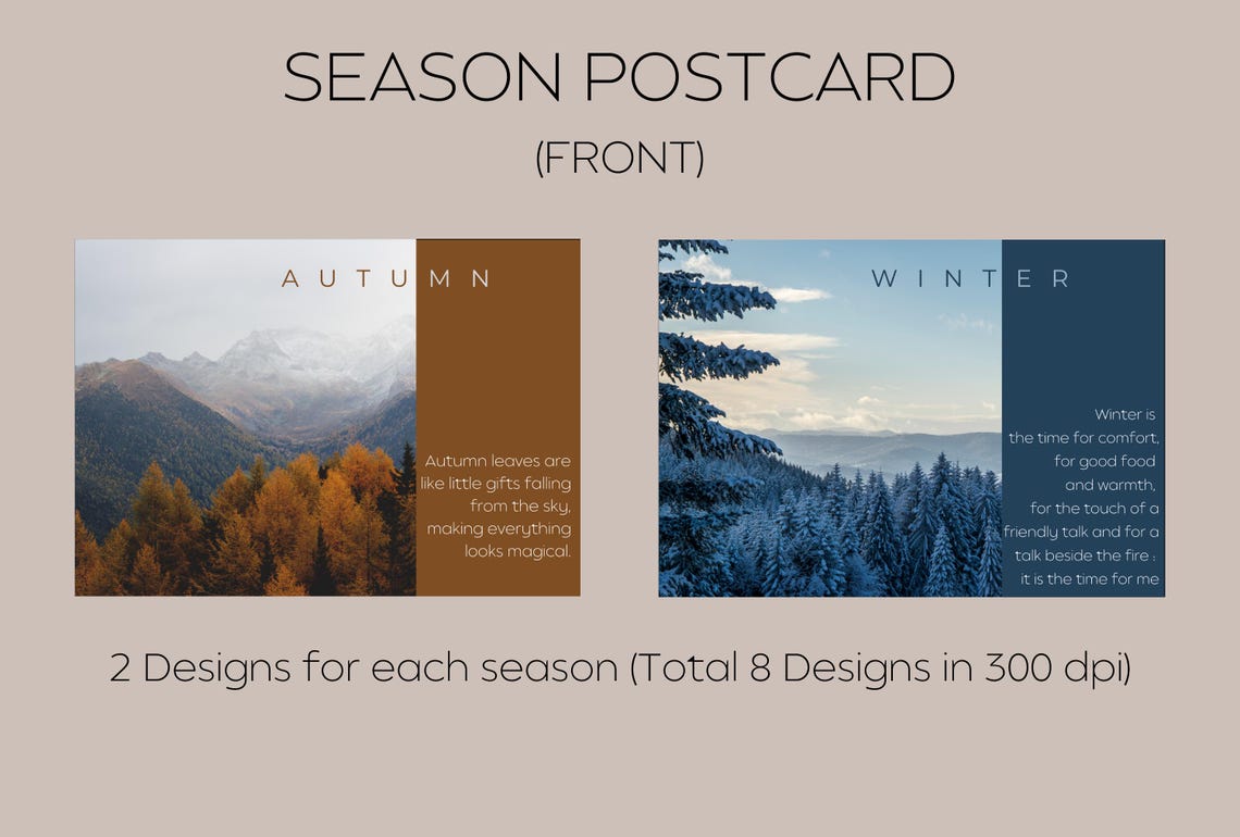 2025 Season Postcards, 8 Printable Designs 2 Designs for 1 Season That ...