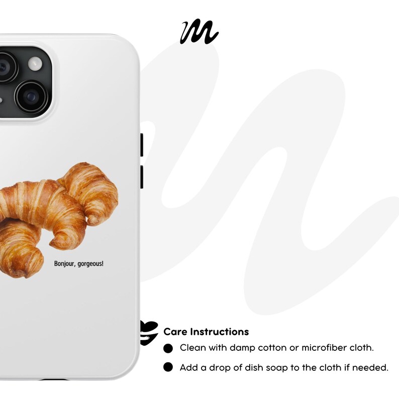 Morning Bites Collection, Aesthetic Croissant Phone Case, Minimalist ...