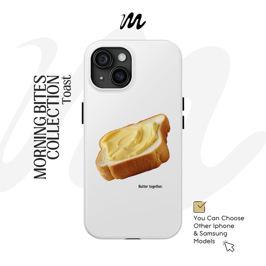 Morning Bites Collection, Aesthetic Toast Phone Case, Minimalist Design ...