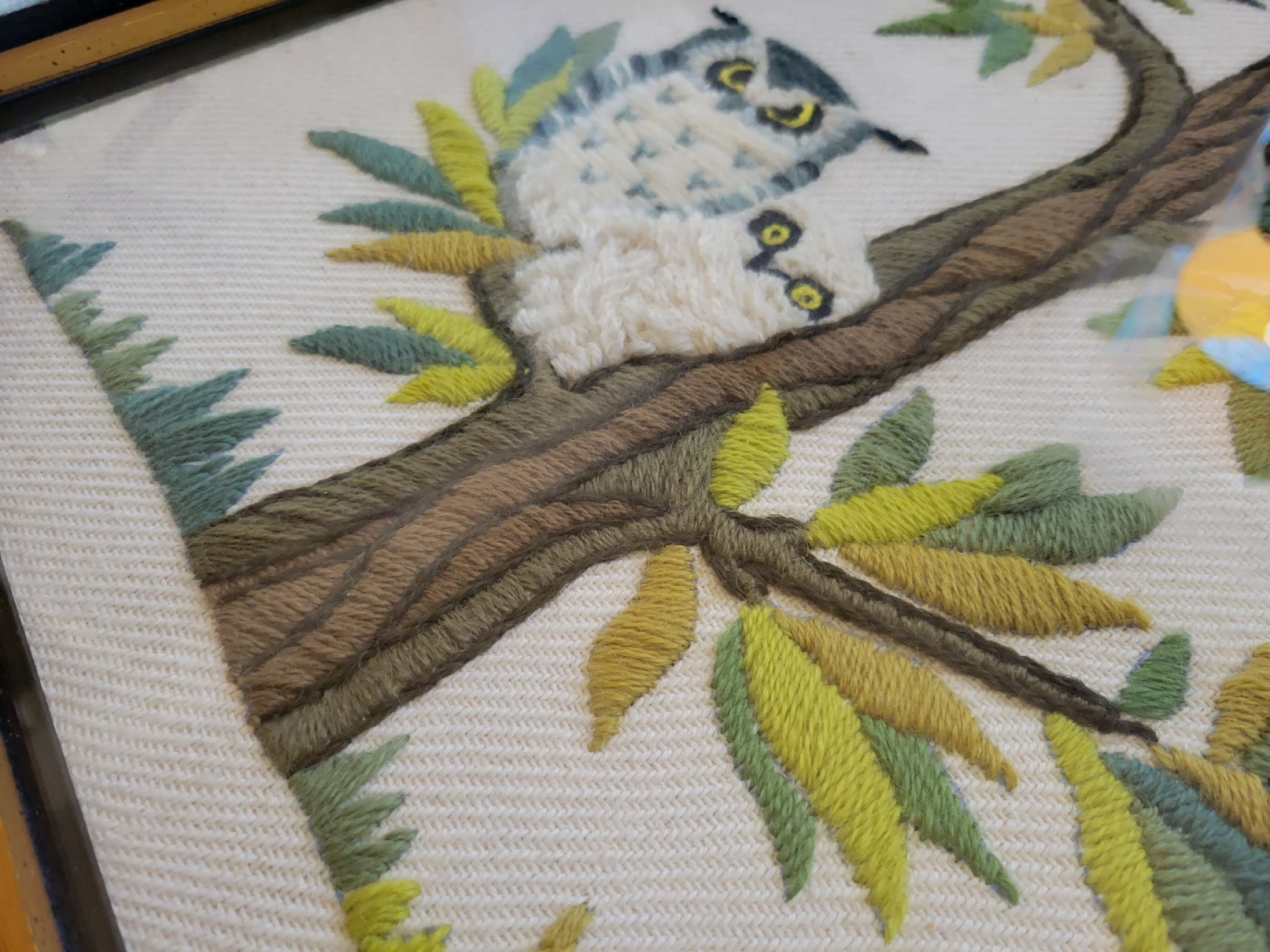 Vintage Large 1960's Owls in Tree Crewel Embroidery Framed Art - Etsy